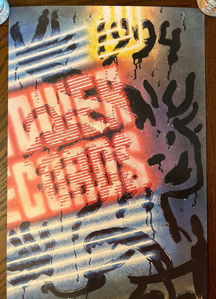 Vintage TOWER RECORDS calendar poster JERALD SILVA Abstract Jungle ...