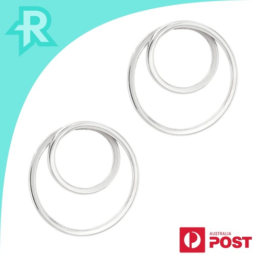 Double Circular Infinite Loop Medium Sterling Silver 925 Stud Earrings ...