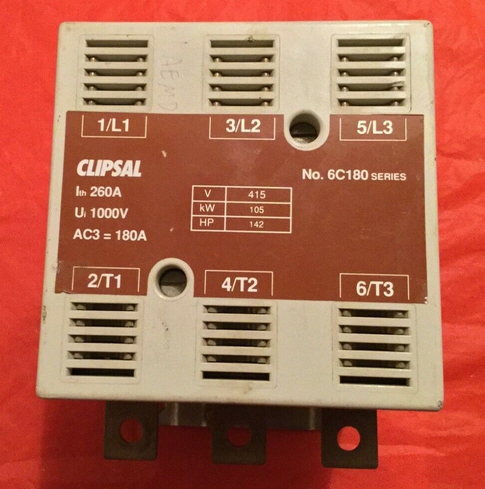 CLIPSAL 6C180 Contactor 260A 1000V with 6CA21R 15A 690V | eBay