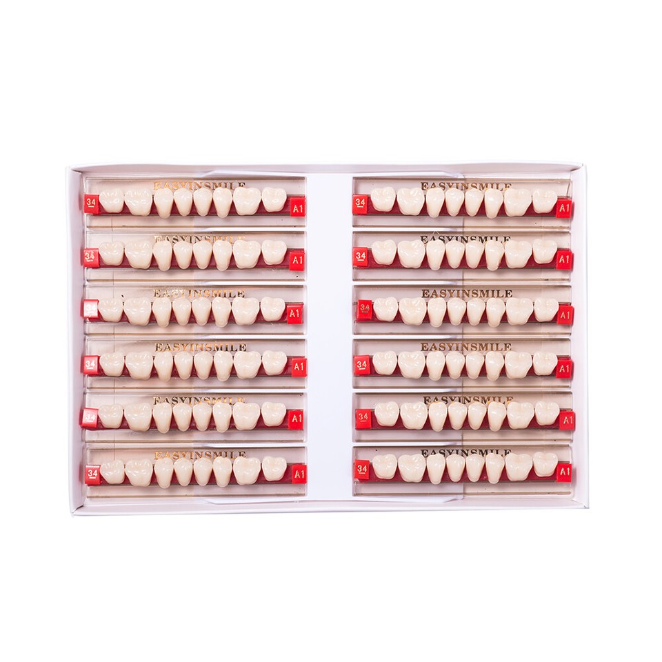 84/96Pc Full Set A1/A2/A3 Dental Acrylic Resin Denture Teeth Set Upper ...