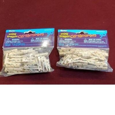 100 Mini NATURAL Wood CLOTHESPINS one in-Girl Craft Scout SWAPS clothes ...