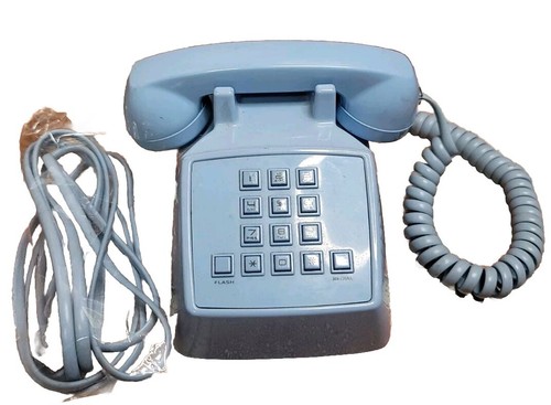 Polyconcept Blue Corded Landline Mini Phone Retro Vintage Style Push ...