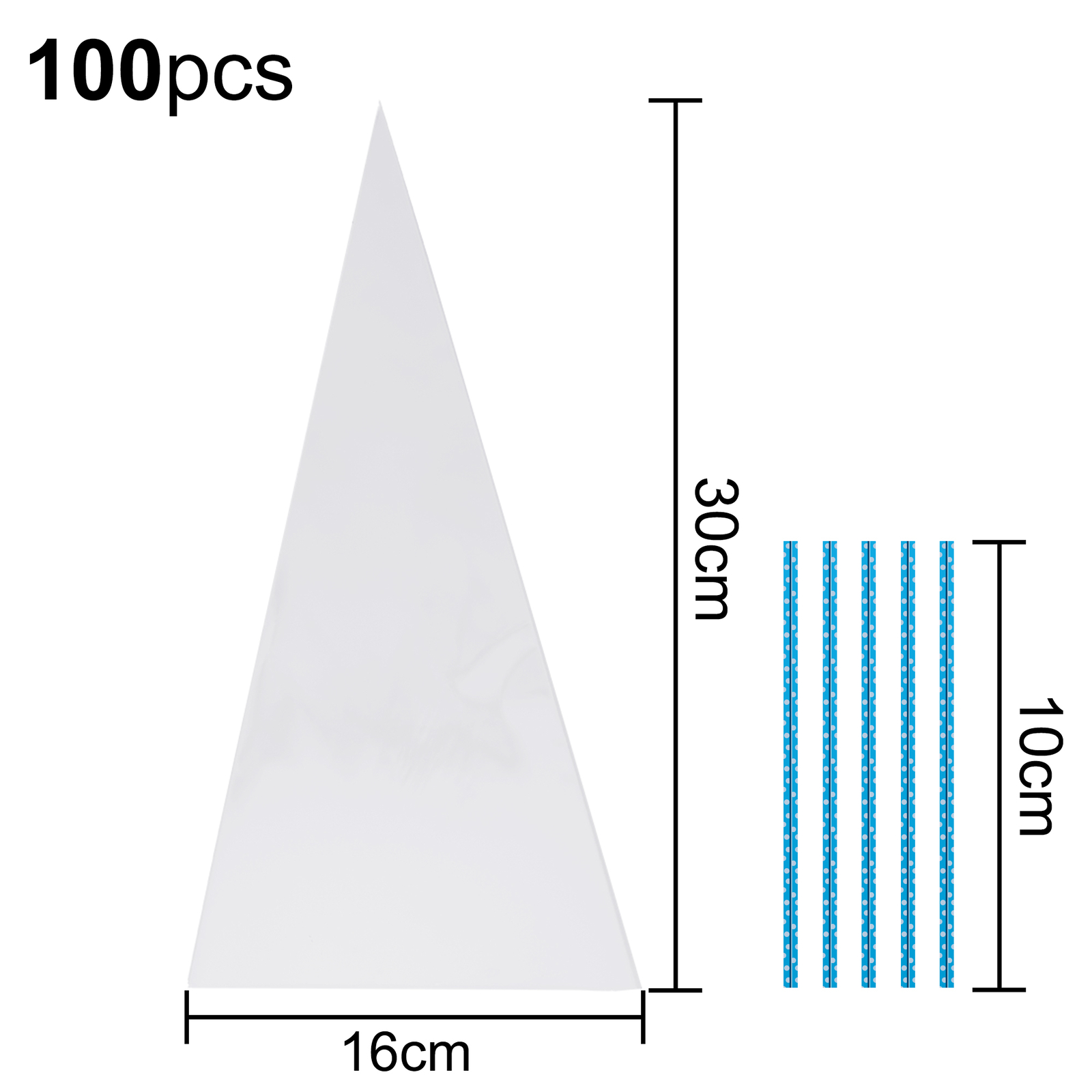 Time to Sparkle 1000PCS M L Cellophane Clear Plastic Cone Bag Ties ...