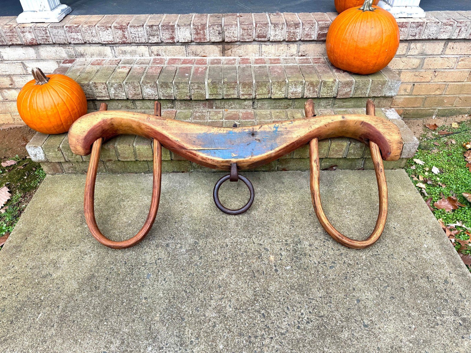 Antique Double Ox Yoke | Large Ox Yoke | Rustic Wood and Steel Double ...
