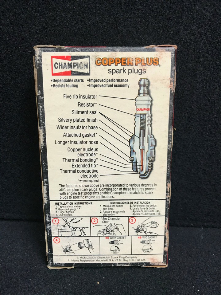 RV15YC6 Champion NOS Spark Plug Set for: GM / Ford 4 Cylinder Engines ...