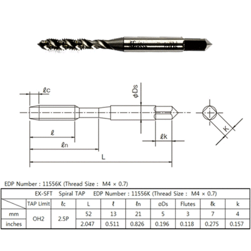 10ea M4 x 0.7 OH2 SPIRAL FLUTE TAP HSSE OSG Tracking number provided | eBay