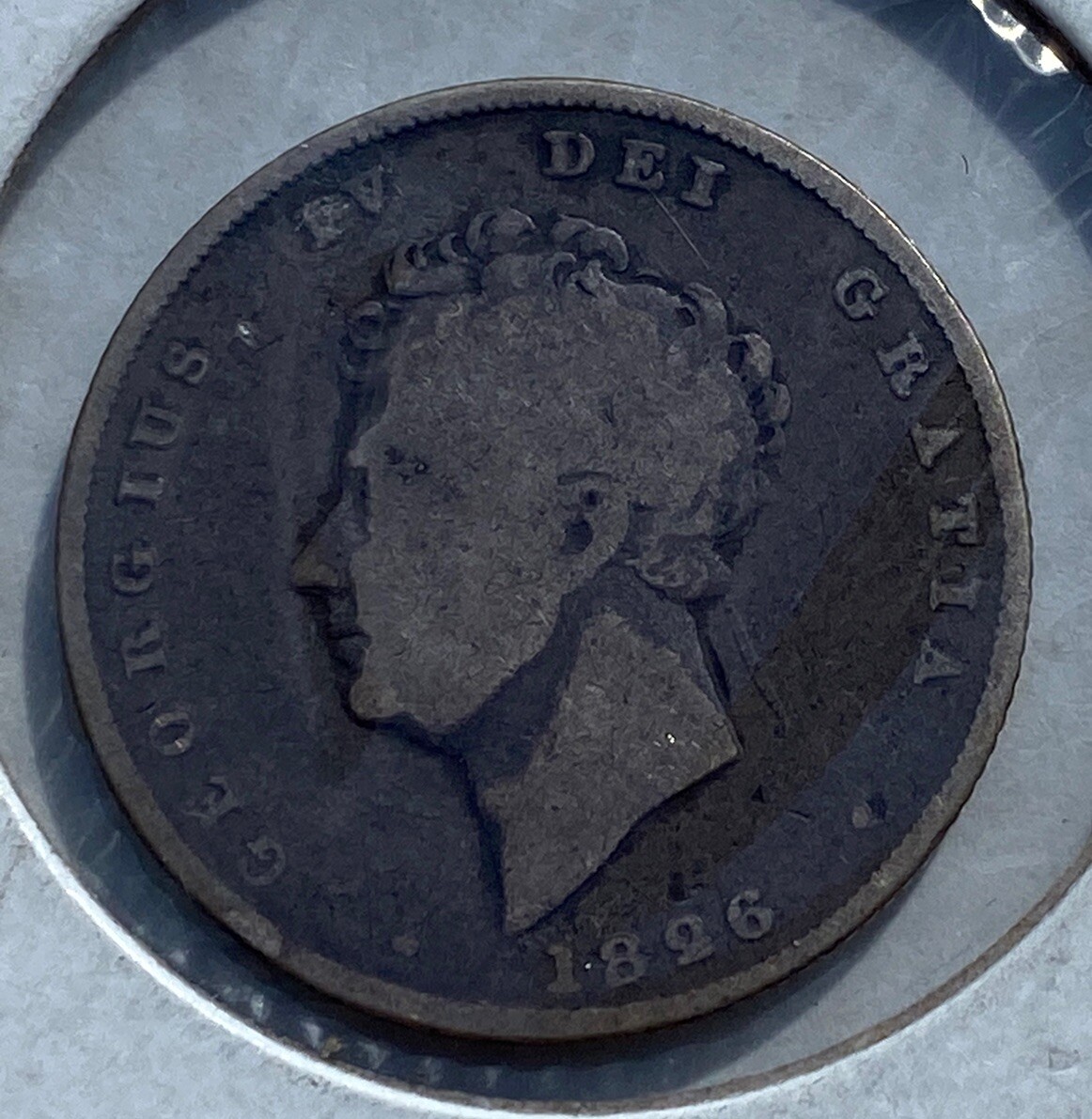 Antique 1826 1 Silver Schilling UK Coin King George IV Georgius Dei ...