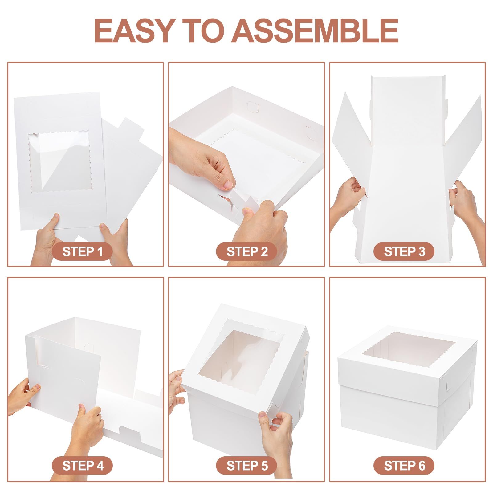 10pcs Cake Boxes 12 Inch 12x12x12 Tall Cake Boxes For Tier Cakes With ...