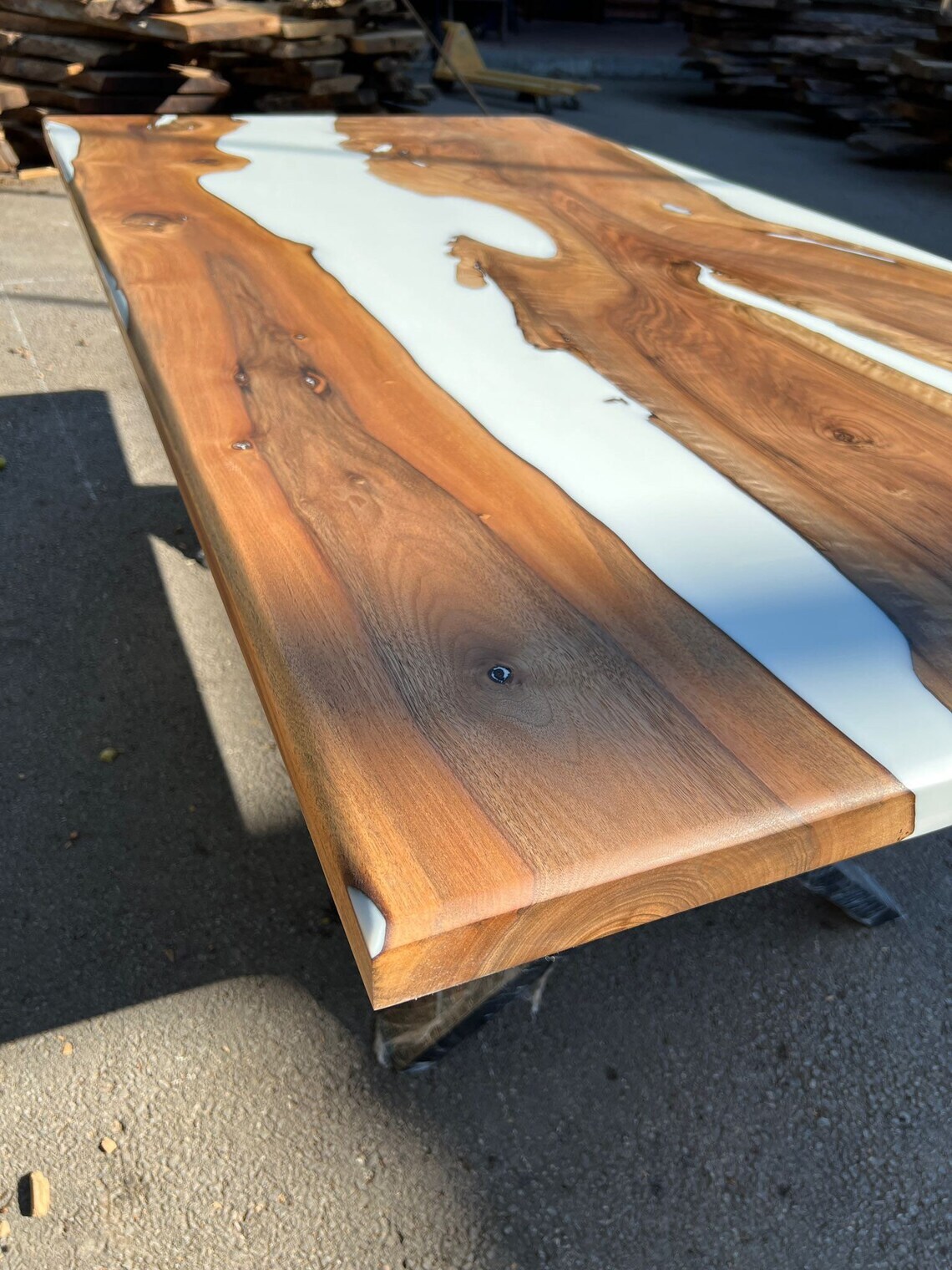 Handmade White Epoxy Table, Custom Walnut Resin Epoxy Table, Resin ...