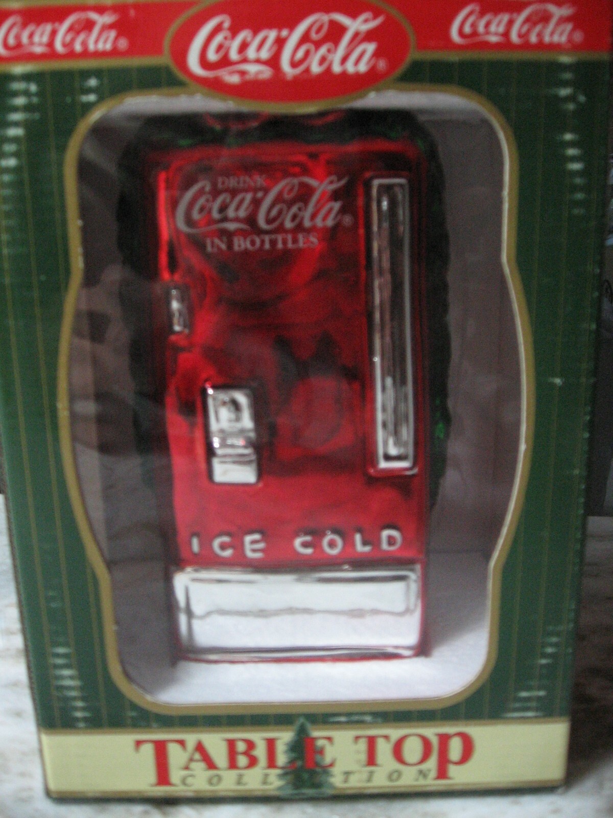 COCA COLA MERCURY GLASS TABLE TOP COKE MACHINE FIGURINE FROM 1998 - NIB ...
