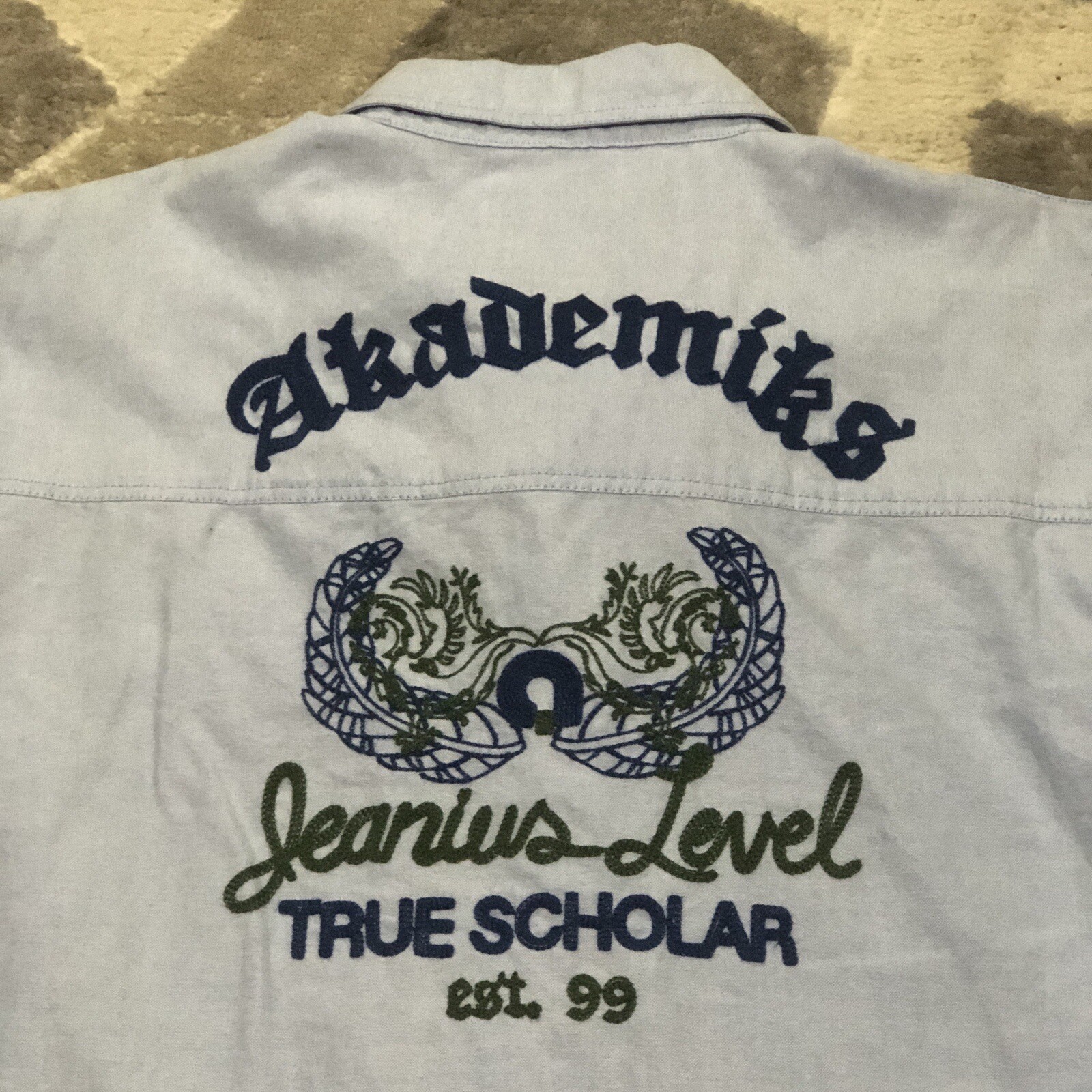 New AKDMKS AKADEMIKS Men Oxford Woven Embroidered L/S Button Up Shirt ...