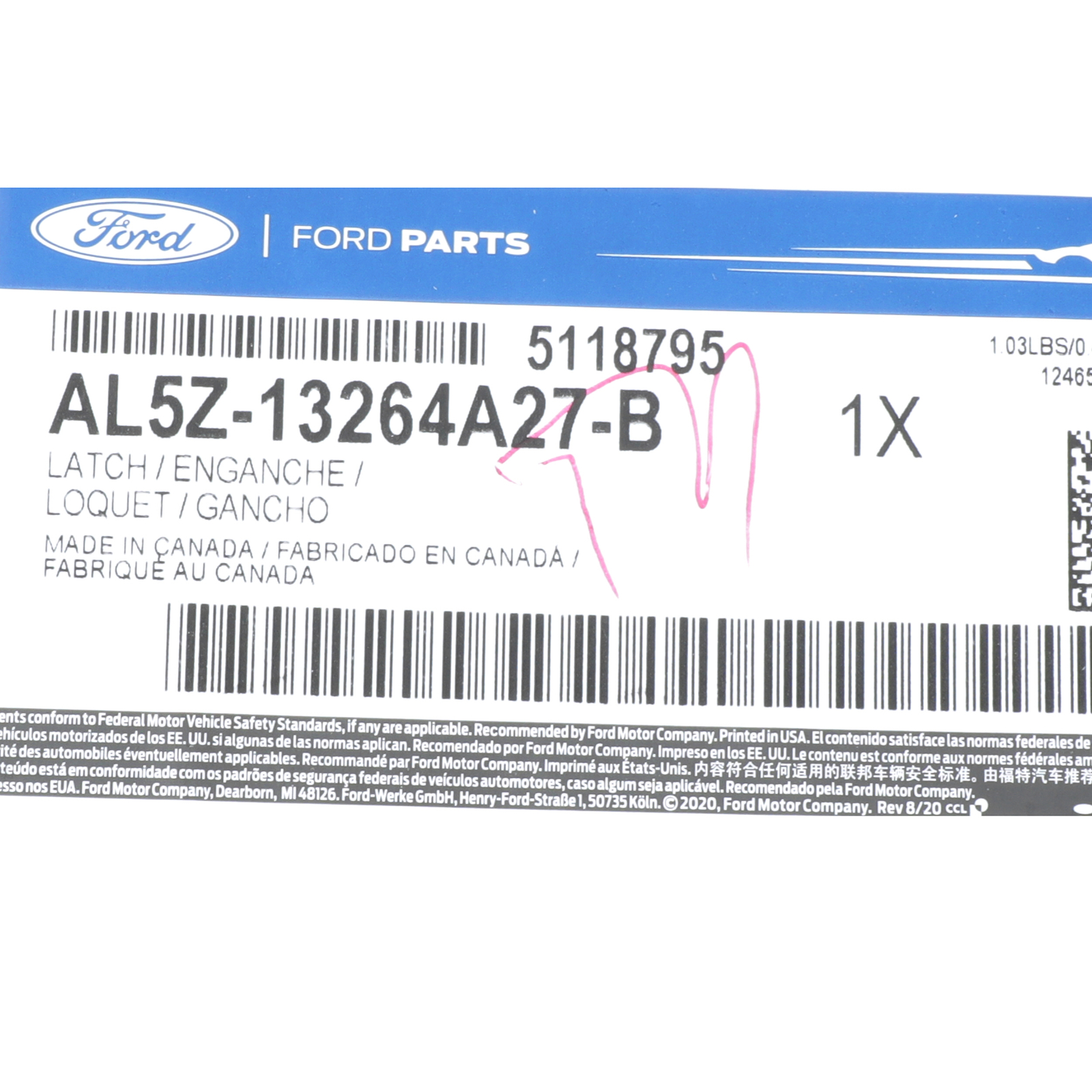 NEW OEM Ford 1998-2011 Ranger Left Upper Door Latch Assembly AL5Z ...