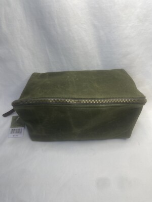 Goodfellow & Co Diagonal-Zip Dopp Toiletry Kit Bag Green Vegan Leather ...