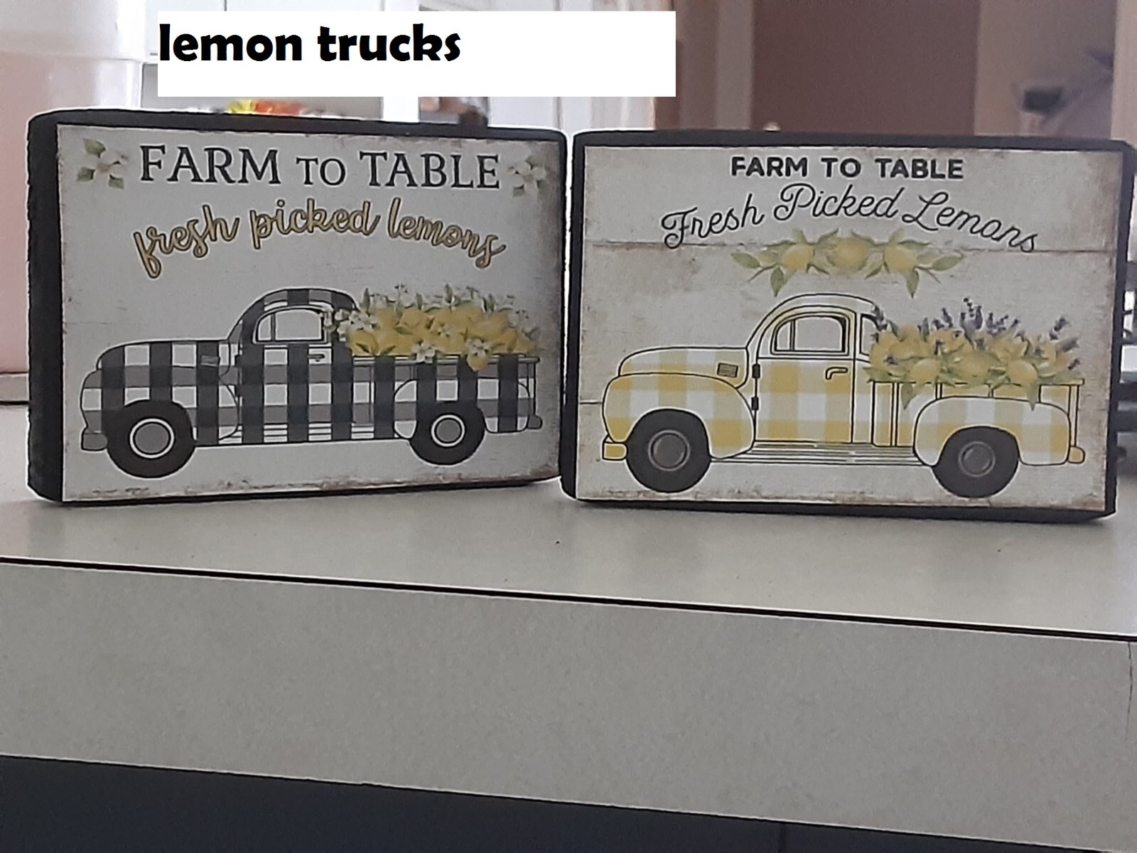Set Of 2 lemon lemonade lavender farm truck Signs 5x4 inch for Tier ...