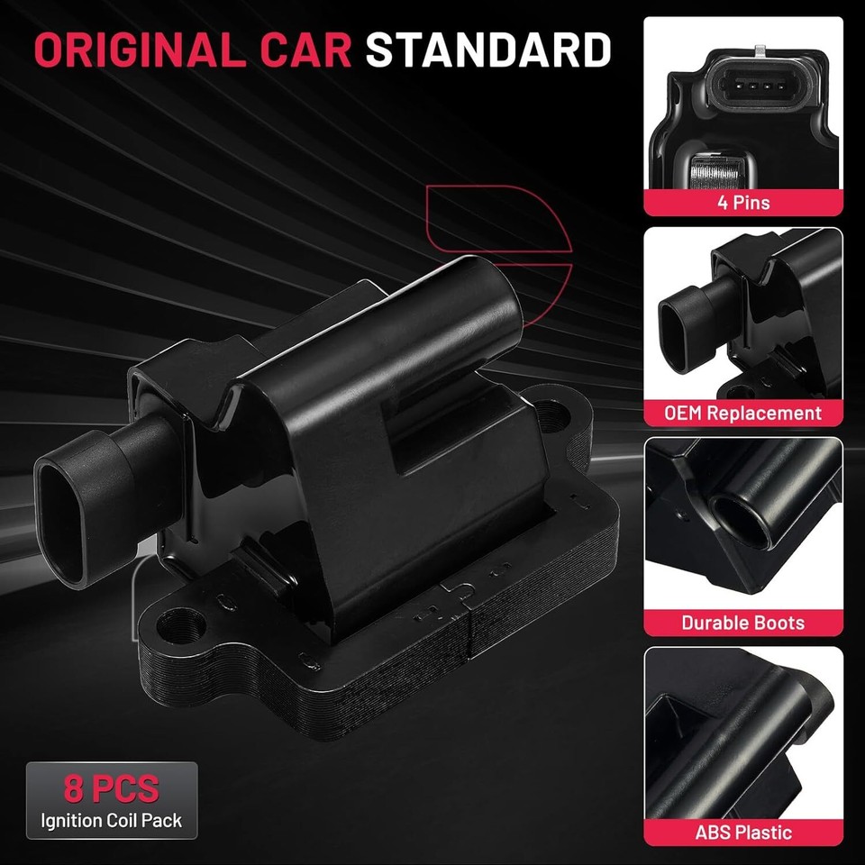 Pack Of 8 Square Ignition Coil For Chevy GMC Cadillac 4.8L 5.3L 6.0L 8 ...