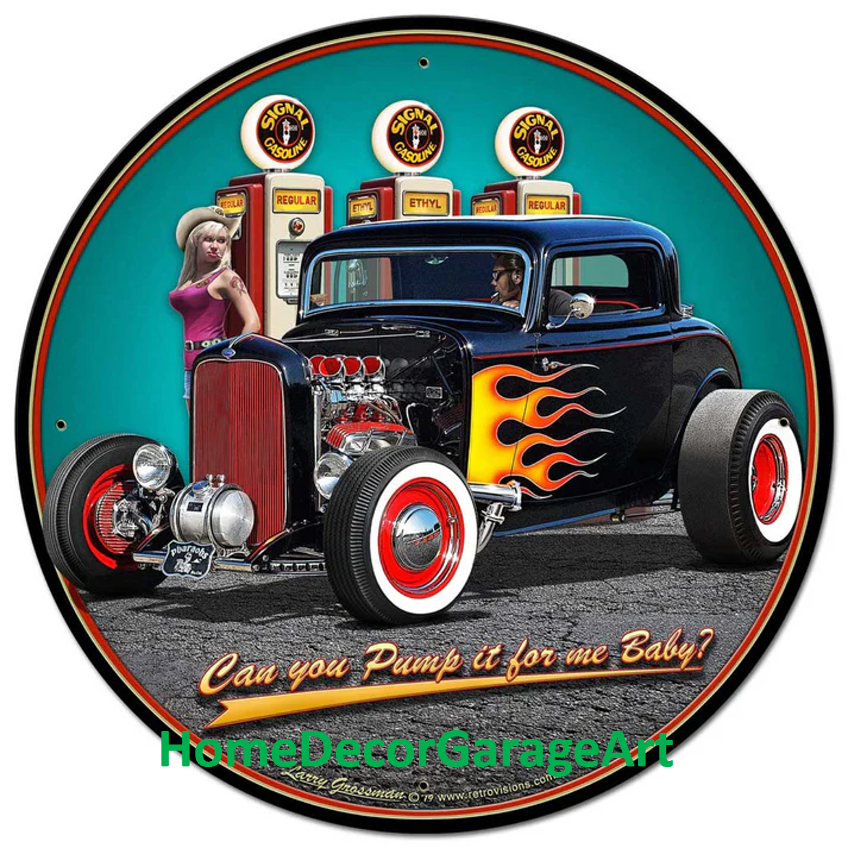 1932 Lil Deuce Coupe Hot Rod Gas Pumps Girl Metal Sign Vintage Style Garage Art | eBay