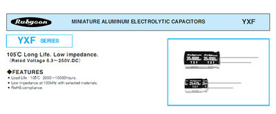 20pcs RUBYCON YXF 2.2mfd 100V 2.2UF electrolytic Capacitor 105℃ 5X11mm ...