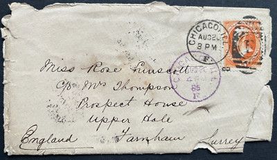 US 1885 Banknotes Cover Chicago Ill Aug 20 to Farnham England Scott 189 ...