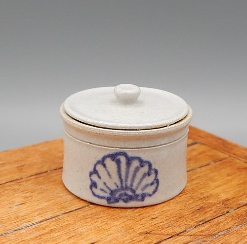 OOAK Eileen Vernon Stoneware Shell Crock W Lid Artisan Dollhouse ...