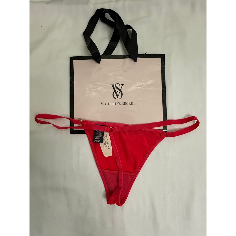 Vintage Victoria's Secret Satin Silky Smooth Charm V-String Thong Panty OS Red | eBay