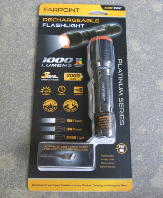 Farpoint Platinum Series COB TEC Rechargeable Flashlight 1000 Lumens ...