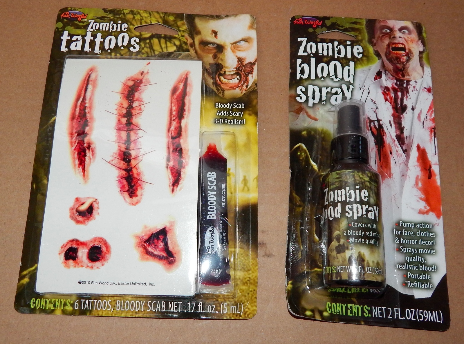 Halloween Zombie Blood Spray Pump 2 oz & 6 Tattoos Fun World Bloody ...