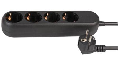 4-Gang Euro Mains Extension Lead, 10m, Black, 250V, 16A - PEL01295 ...