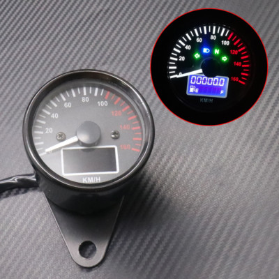 Black Digital LED LCD KM/H Speedometer Odometer Speed Fuel Level Gauge ...