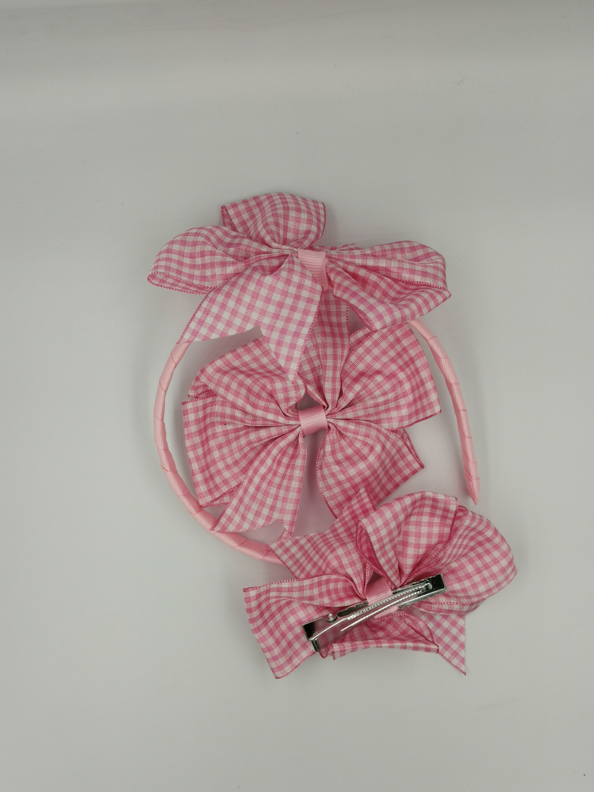 Girls School Hair Accessories Gingham Hair Clips Bobbles Alice Band ...