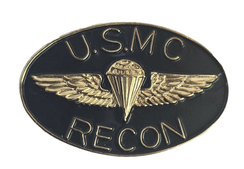 Marine Corps Hat Lapel Pin USMC RECON Gold Jump Wings on Black ...