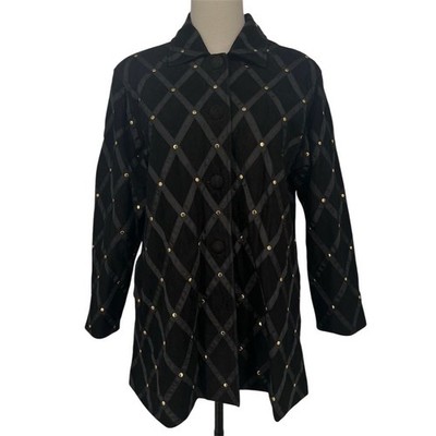 MAB Studio Bologna, Italy Women's Black Size S Leather Jacket Gold ...