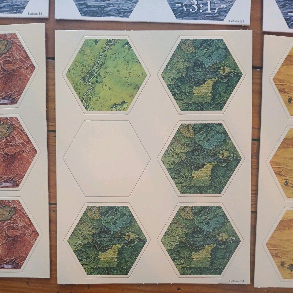 The Settlers of Catan Game Replacement Parts Pieces Hex Tiles & 18 ...