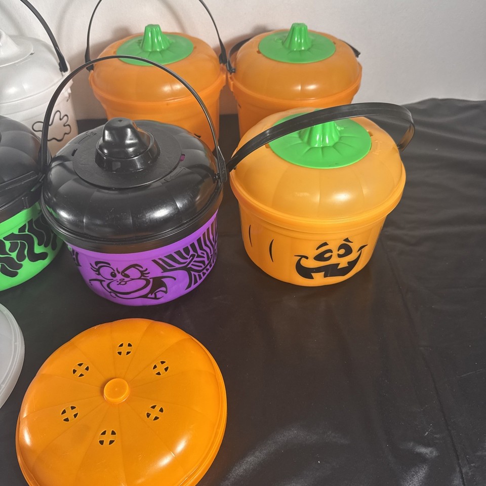 Vtg McDonalds Halloween Boo Buckets Lot of 11 Complete with Lid Handle ...