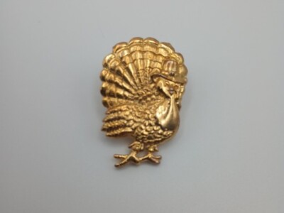 Gold Tone Turkey Pin Thanksgiving | eBay