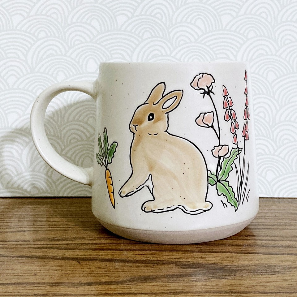 Bunny Rabbit Coffee Mug Large 17 oz Hand Painted Spring Easter Eli ...