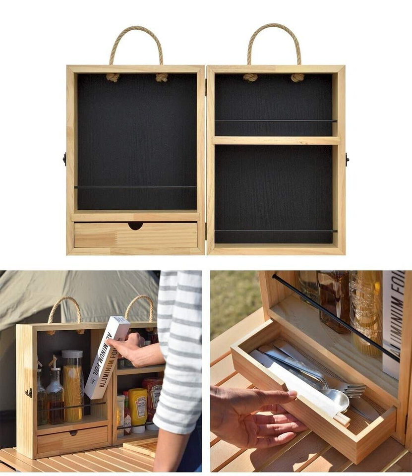 FIELDOOR Wooden Spice Cutlery Box Outdoor Camping Cooking Tool Portable Case BBQ | eBay