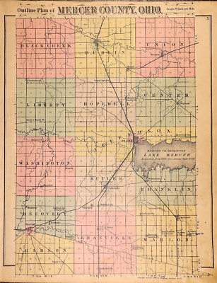 1888 Plat / County Map ~ MERCER COUNTY, OHIO - (14x17)-#01 | eBay