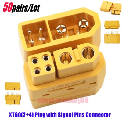50pairs Amass XT60 (2+4) Male/Female Signal Pins Connector Plug for RC ...