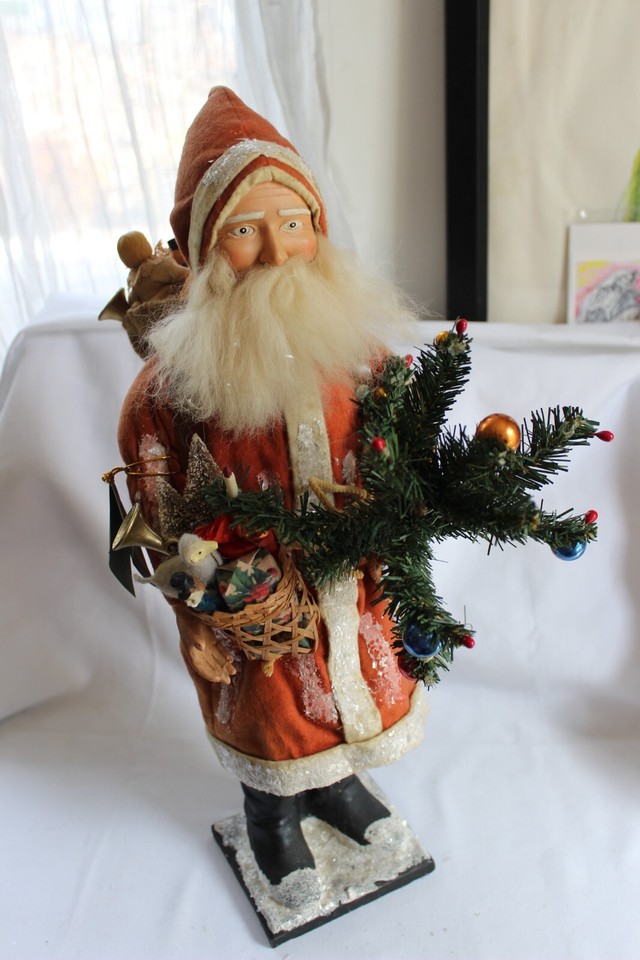 Bethany Lowe 21" Vtg. German St. Nicholas Santa Candy Container sack ...
