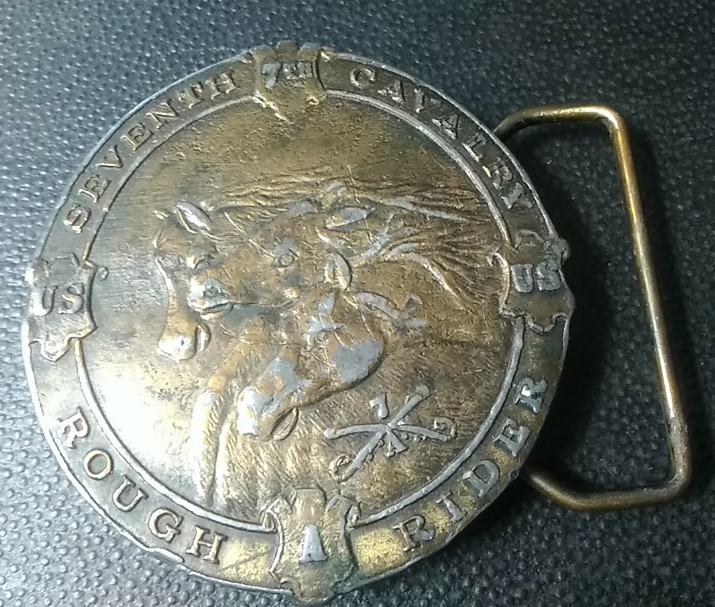 Seventh Cavalry Belt Buckle Rough Rider HORSE Rider M… - Gem