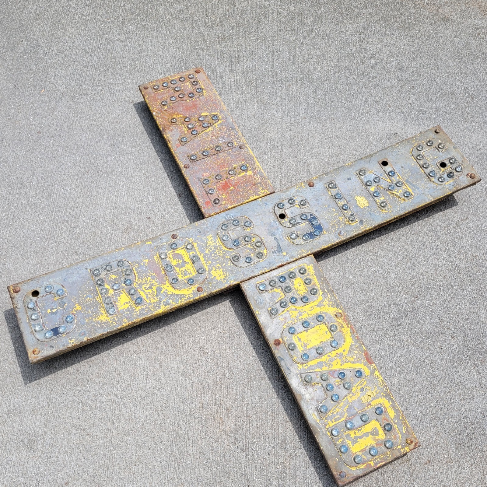 Vintage Antique Large 48" x 48" Railroad Crossing Cat Eye Reflectors ...