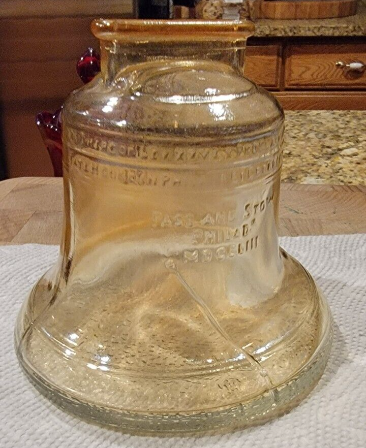 Vintage LIBERTY BELL GLASS COIN BANK PASS & STOW LIBERTY BELL Coin Bank ...