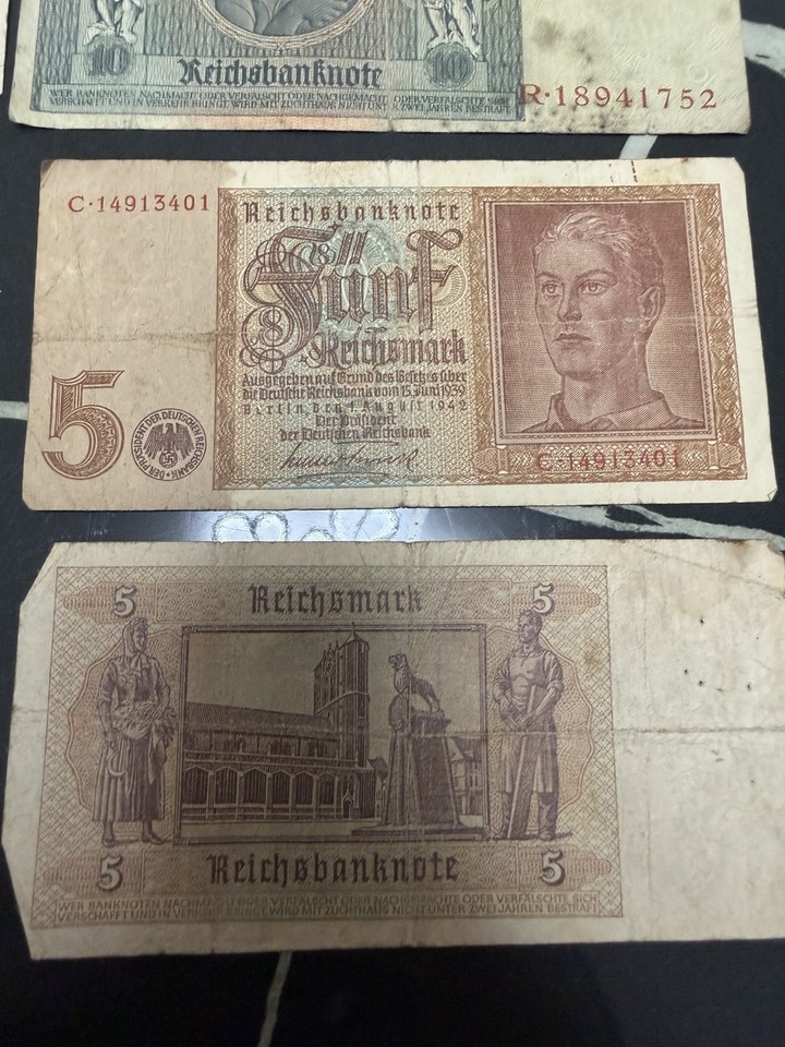 Reichsmark WW2 German Note Money 5 Mark | eBay UK