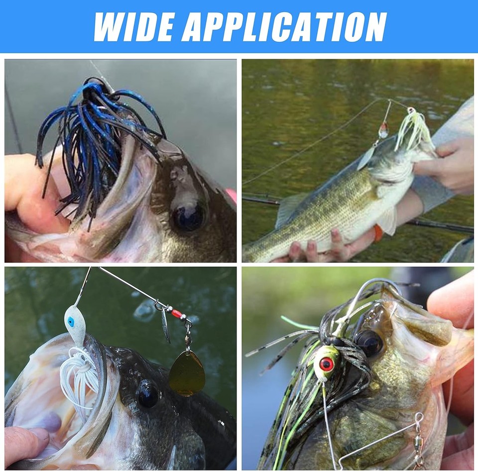 Silicone Jig Skirts Bass Fishing Jigs Lures Kit DIY Spinnerbait Medium ...