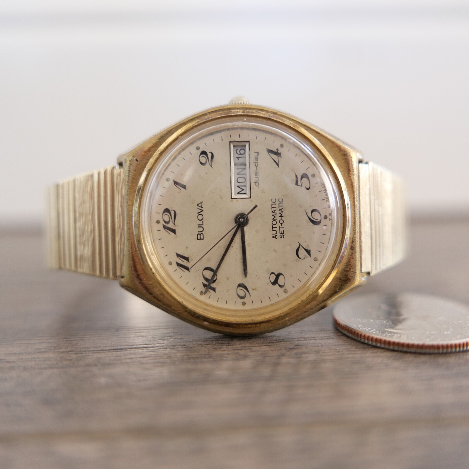 Vintage Bulova Automatic Set-O-Matic Dual-Day Gold To… - Gem
