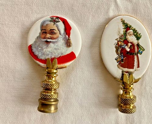 Ceramic Christmas Lamp Two Finials with Brass Bases | eBay