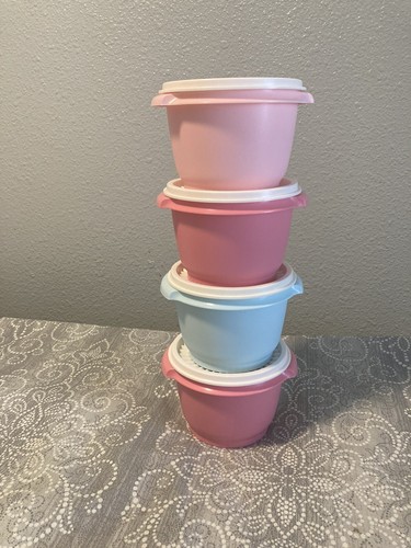 Tupperware Vintage Pastel Colors Servalier Bowls 4 PC Set 20oz Each w ...