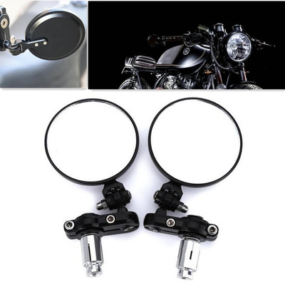 Adjustable Motorcycle 7/8" Universal Round Handle Bar End Rearview Side ...