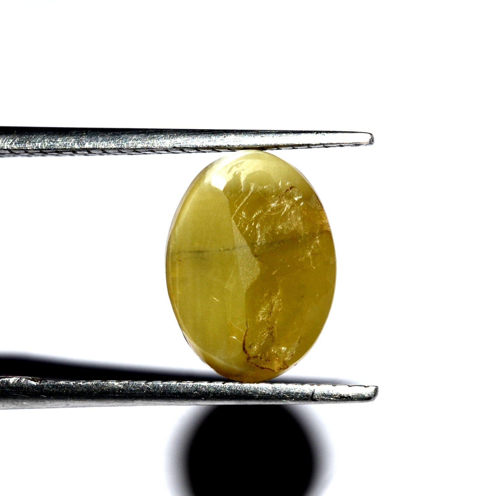 Natural Yellow Chrysoberyl Cat's Eye Cabochon Gemstone 11x8x5 MM Oval ...