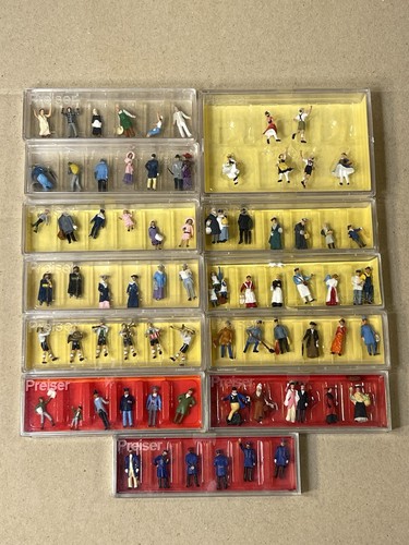 Original Preiser HO 1:87 - 73 Hand Painted Miniature Figures With Boxes ...